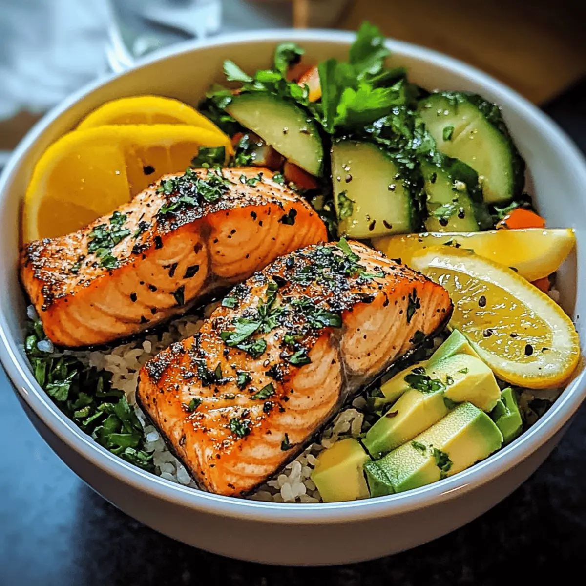 Easy Lemon Herb Salmon Bowls Packed with Fresh, Bold Flavors