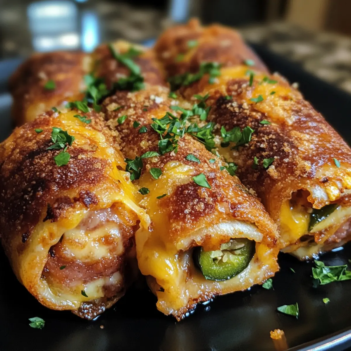Easy Delicious Cheddar Jalapeño Stuffed Roll-Ups